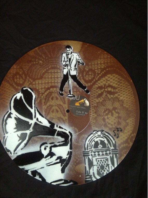 Record Player Stencil Art on a Vinyl Record by HunterArmstrongArt