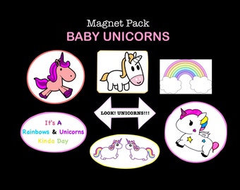 Magnet Pack: Baby Unicorns Unicorn Stationary Magnets Work Magnets ...