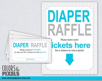 Diaper Raffle Tickets and Table Sign Baby Shower Printable