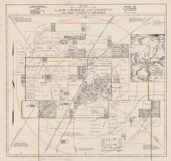 Map of Las Vegas Nevada 1929 Antique-Old-Vintage by PhotosandBacon