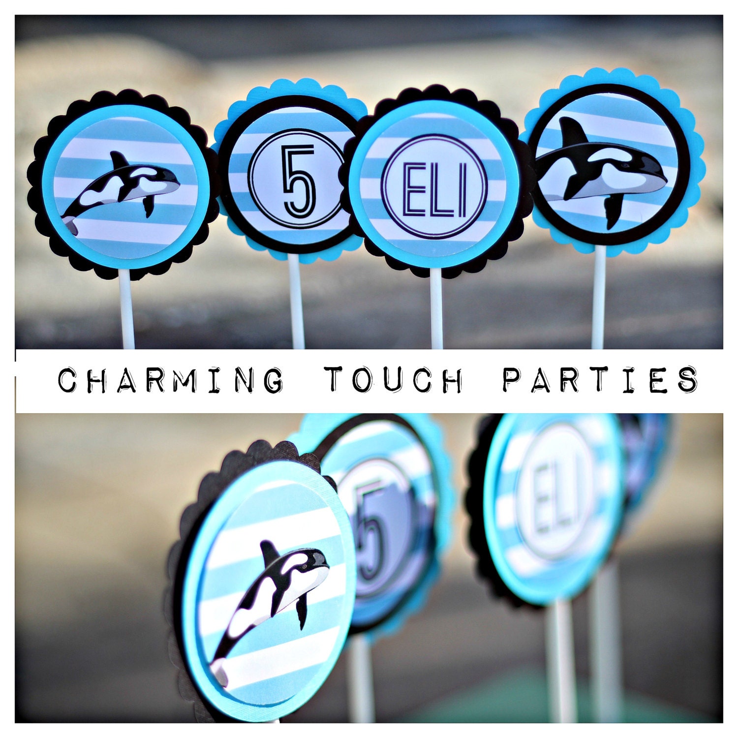 Orca Whale Birthday Party-In-A-Box by Charming Touch Parties.