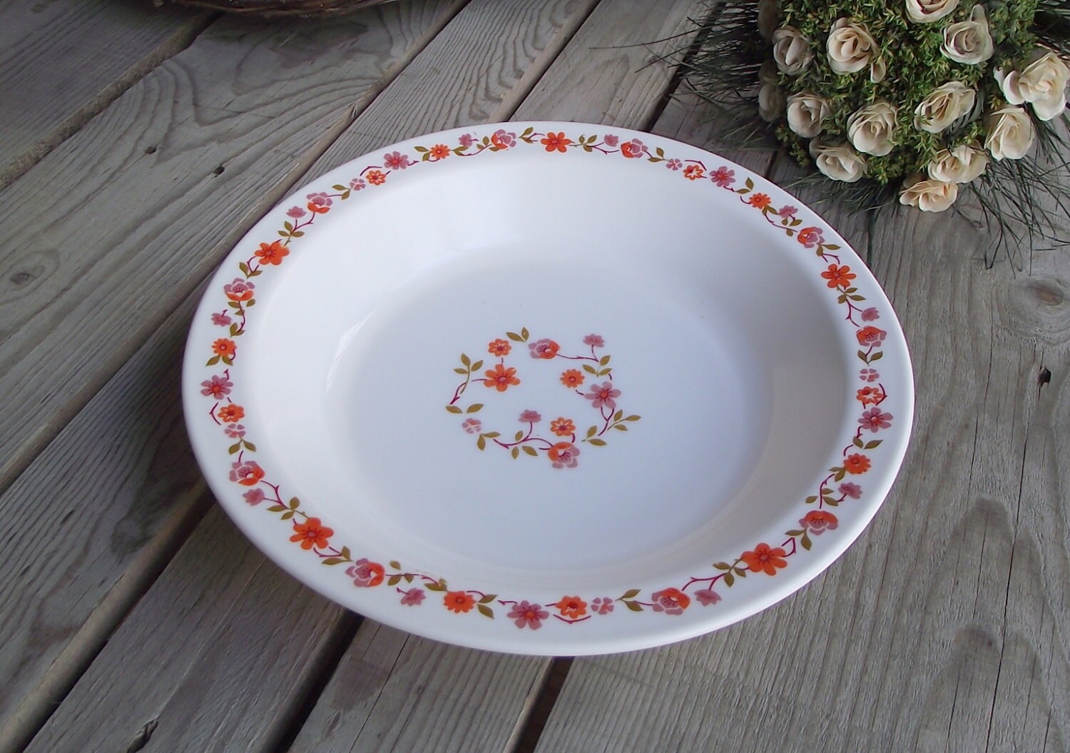 French Vintage Arcopal Serving Bowl – Milkglass Big Serving Plate ...