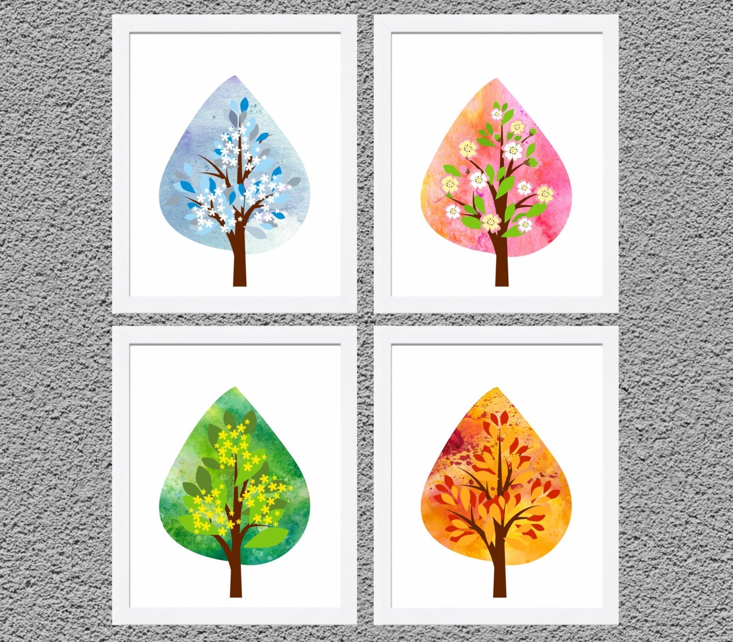 Four Seasons of Trees Kids Wall Decor Nursery Wall Print