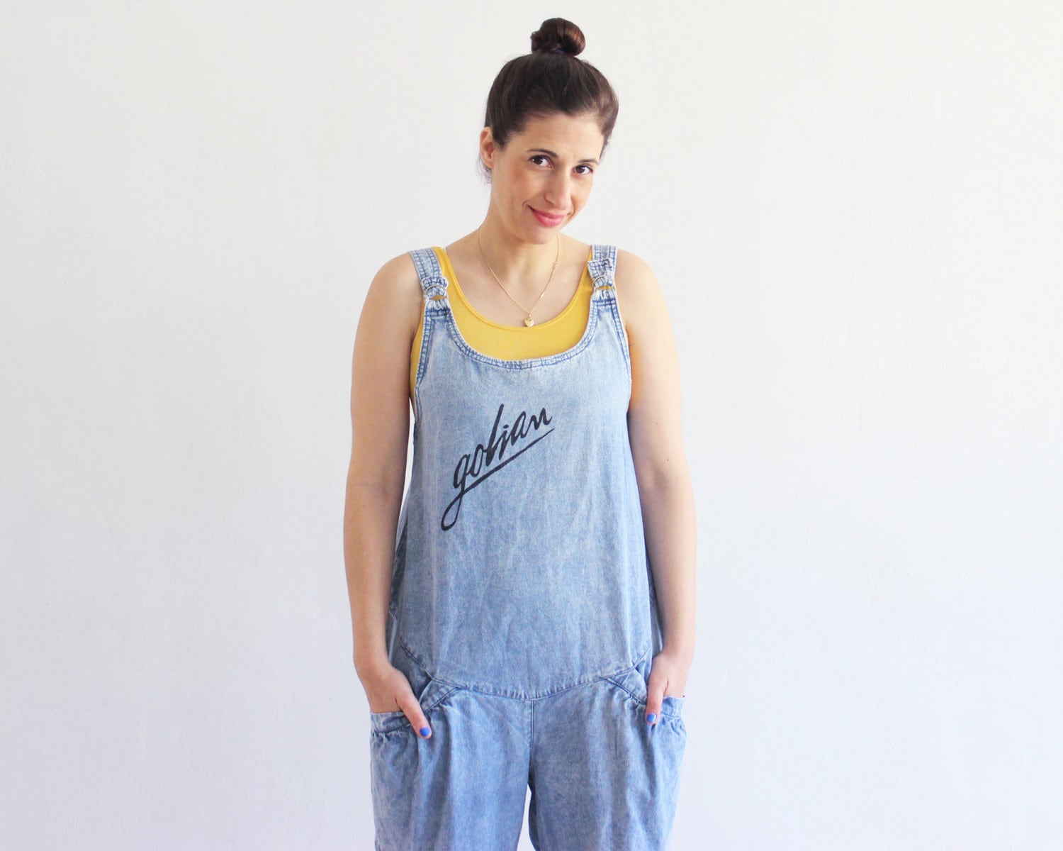 vintage denim overalls / 80s denim jumpsuit / acid wash denim jumpsuit ...