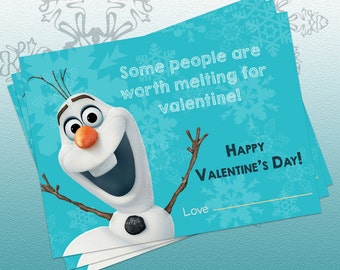 DIY Printable Frozen Olaf- Digital Printable Valentine Cards