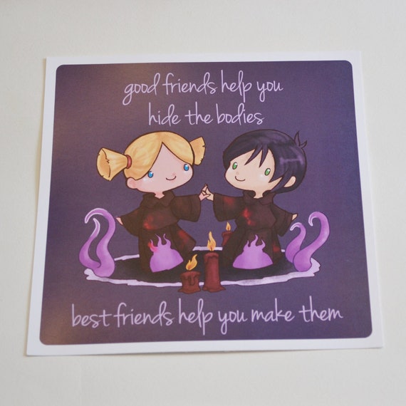 Cutie Creepy Wall Art: Best Friends square print cute