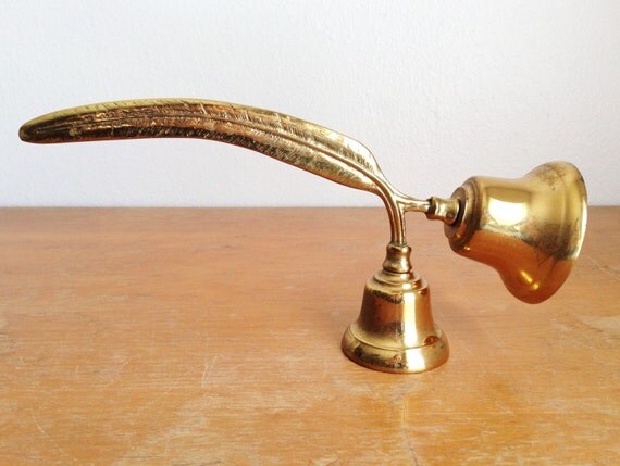 Vintage Brass Feather with Two Bells Quill Handle Dinner