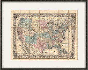 Indiana map print state map vintage old maps Antique prints