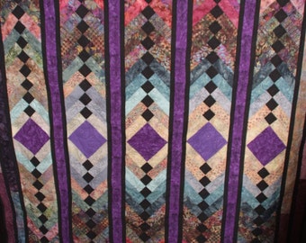 Items similar to Batik French Braid 80"x98" quilt on Etsy