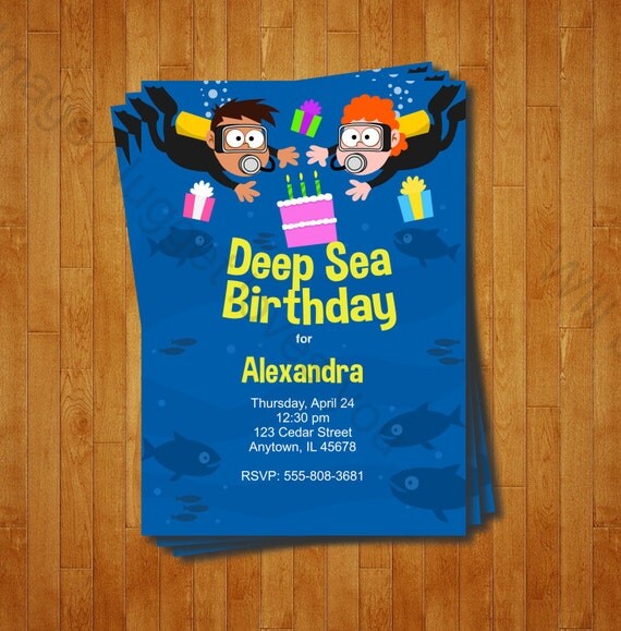 Scuba Diving Birthday Party Invitation printable by ImageNugget
