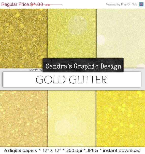 SALE 50% OFF Gold digital paper: “GOLD Glitters” with sparkling paper ...