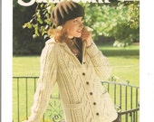 Items similar to Sunbeam Womens long Line Aran Jacket Knitting Pattern ...