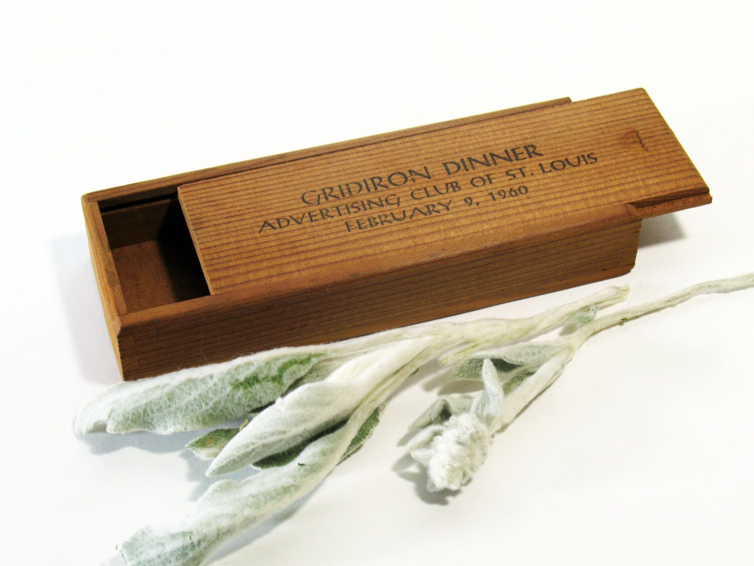 Sliding Top Pencil Box, Gridiron Dinner Souvenir, Redwood, Vintage ...