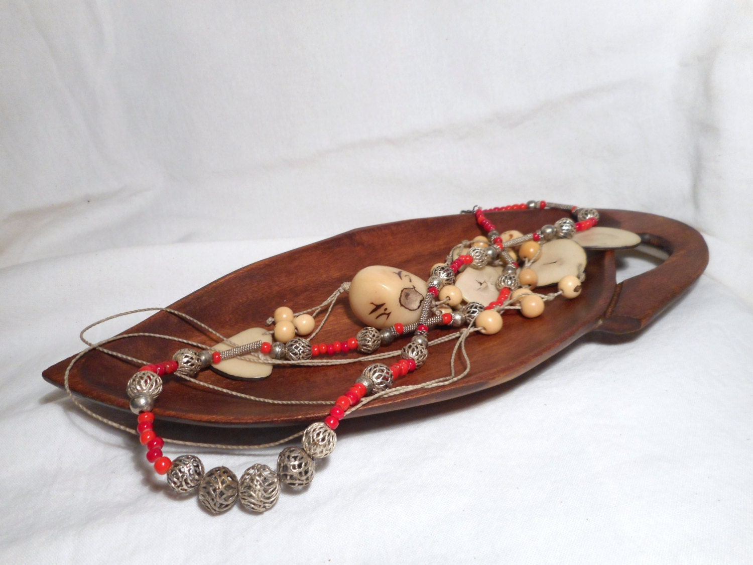 Hand Carved Walnut Tray // Vintage Walnut Tray // Exotic Wood Carved ...