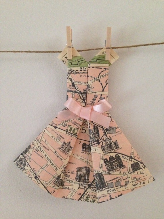 Vintage Style Paris Map Paper Dress Bunting Garland Nursery