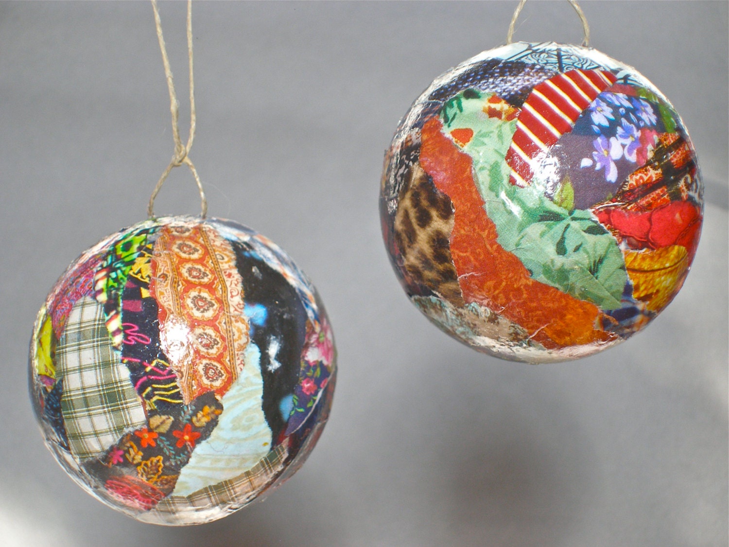 Handmade Paper Mache Christmas Tree Ornament By NetteArtVintage