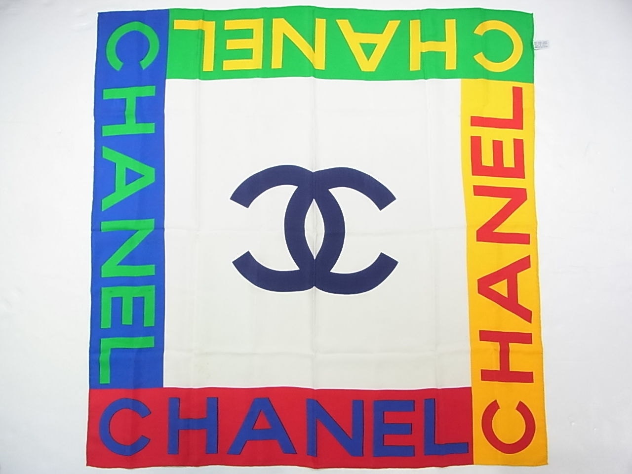 Authentic Chanel Vintage Silk Scarf Bright Colors/Logo/Double C/Rare ...
