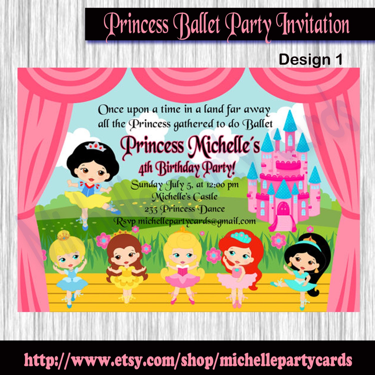 Princess Ballet Party Invitation-Princes and Princesses