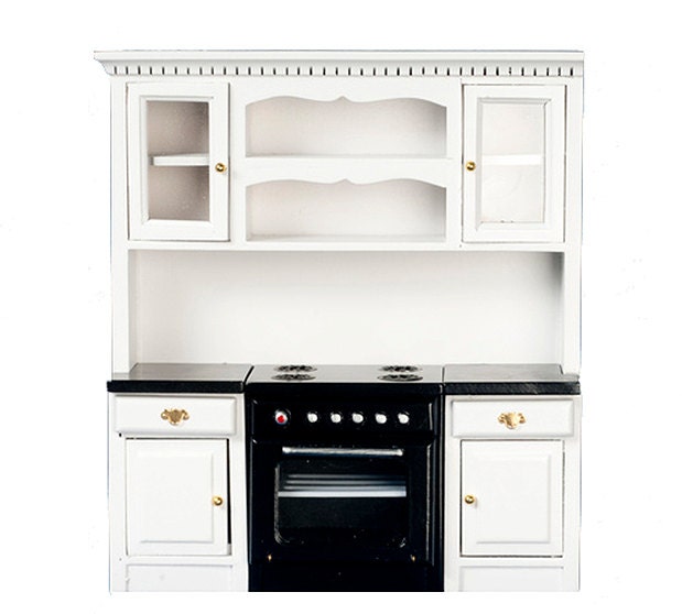 1:12 Scale Miniature Black & White Kitchen Set