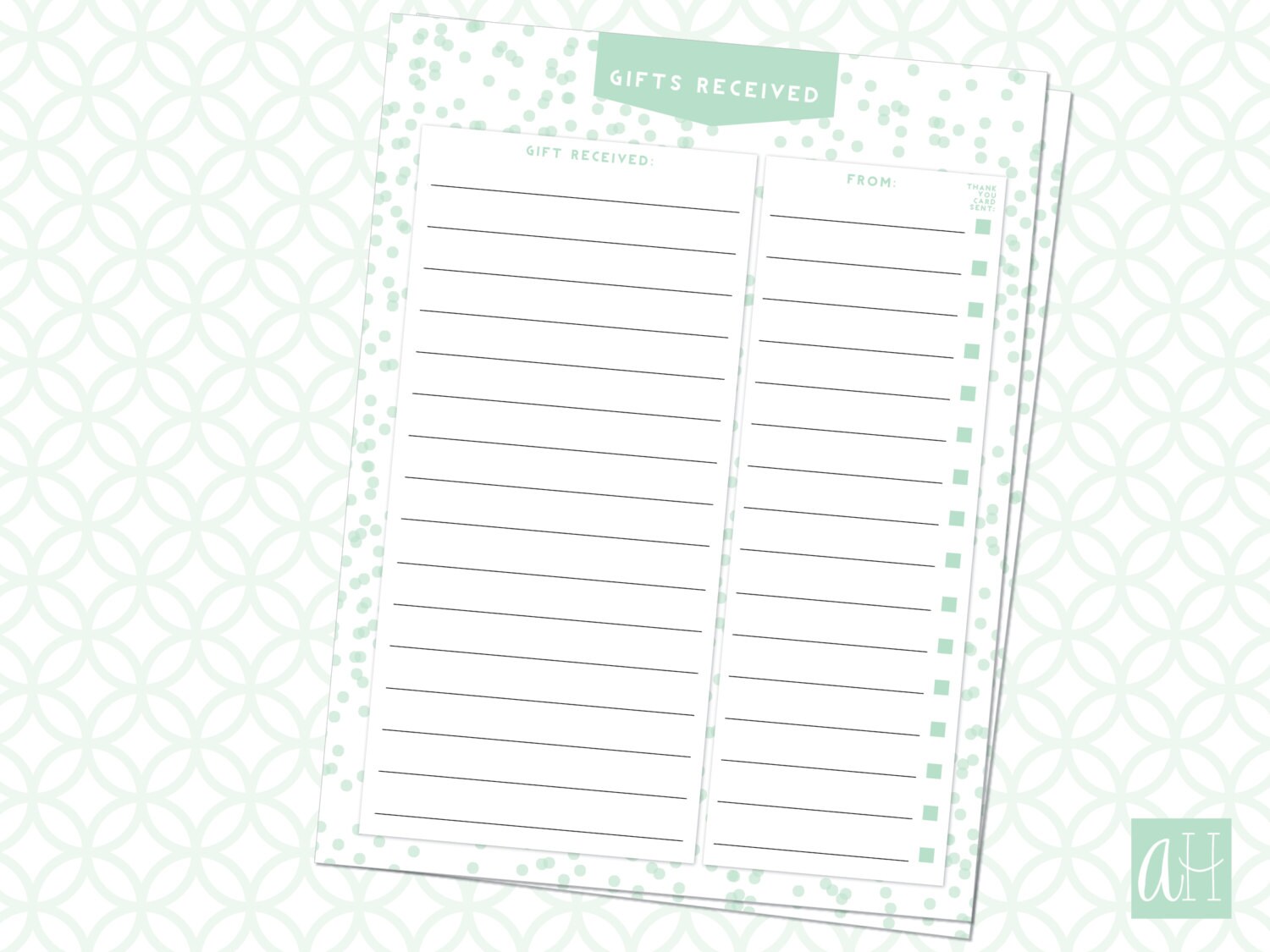 Printable Gifts Received Log with Thank You by ArtfulHappiness