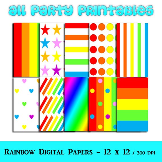 Rainbow Digital Paper Rainbow Clipart Rainbow Digital