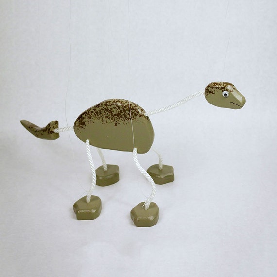 Brontosaurus Marionette Puppet Wooden Dinosaur Toy by PuppetPets
