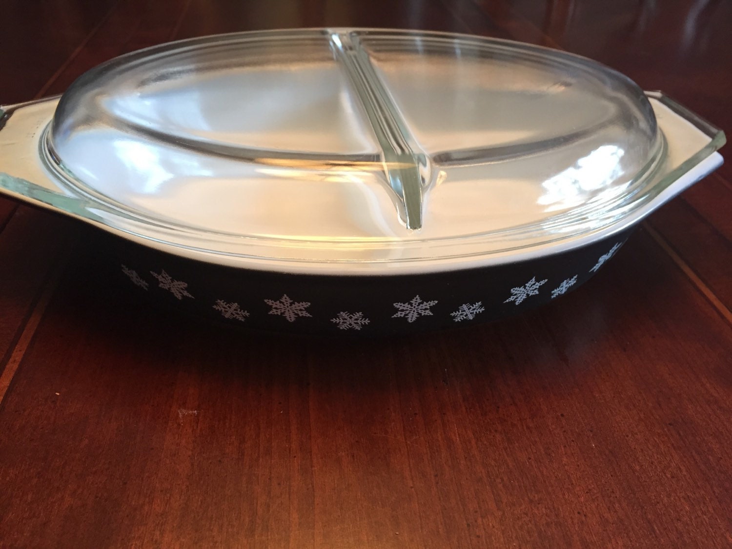 SALE 1950's Vintage Pyrex Divided Casserole dish with