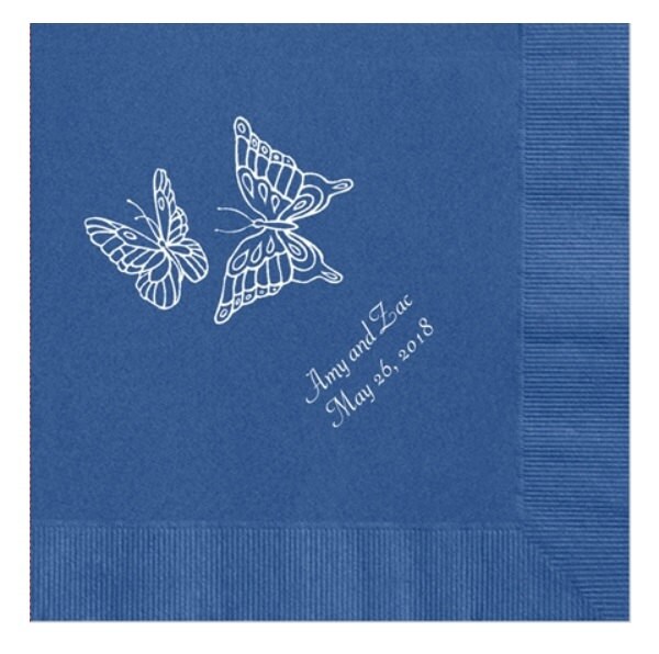 Butterfly Wedding Napkins Personalized Set of 100 by pbpaperie