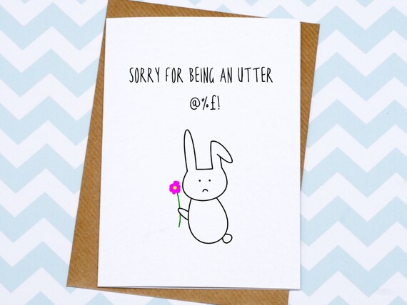Sorry Card Funny Card I'm Sorry Bunny Rabbit by GinBunnyPrints