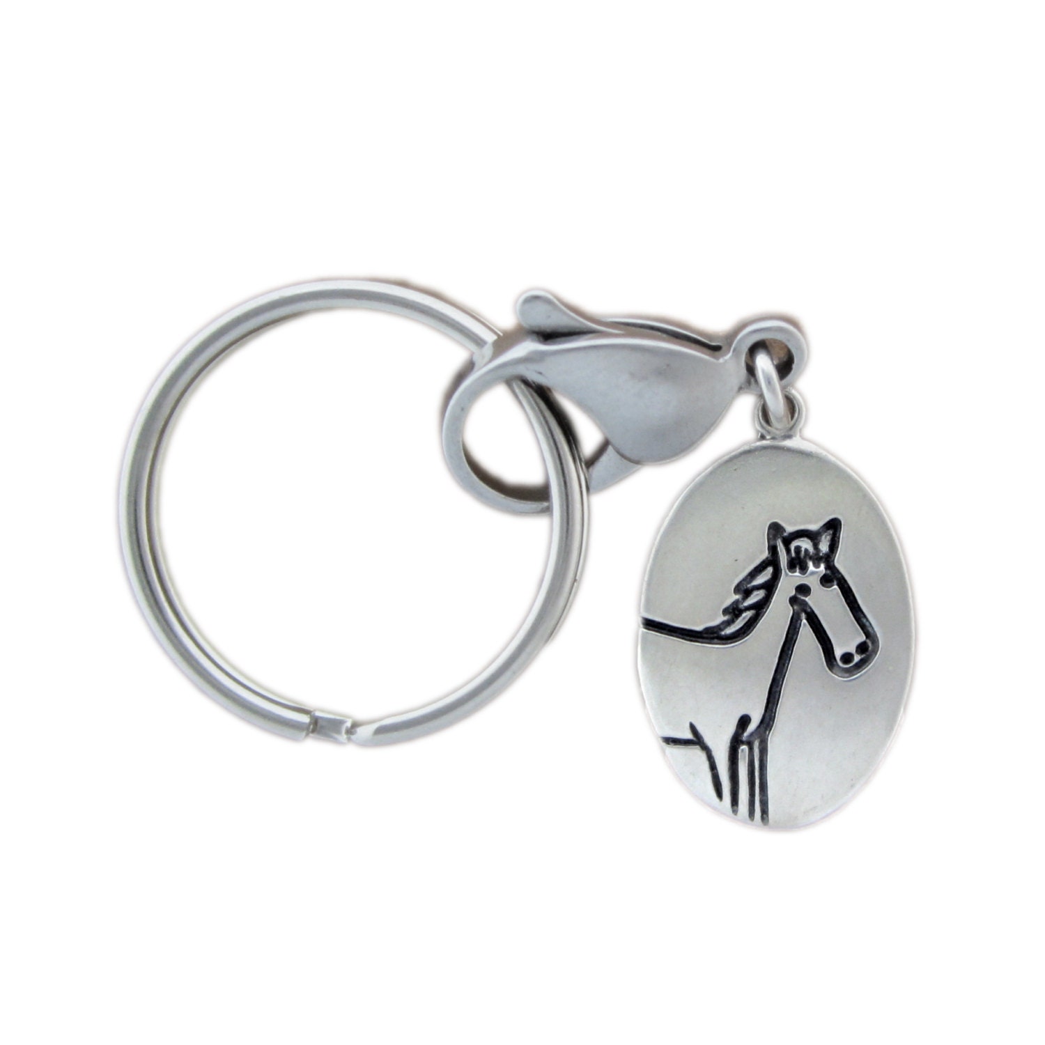 Sterling Silver Horse Keychain Silver Pony Keyring