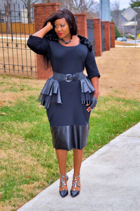 Black Leather Peplum Belt Plus Size