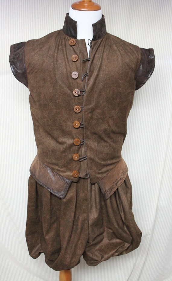 Sz Med Brown Leather Trimmed Doublet SET Game of Thrones Tudor