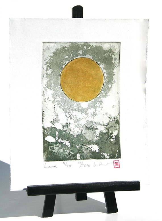 Luna Moon Sun Sol Original Etching by freshandsilly on Etsy