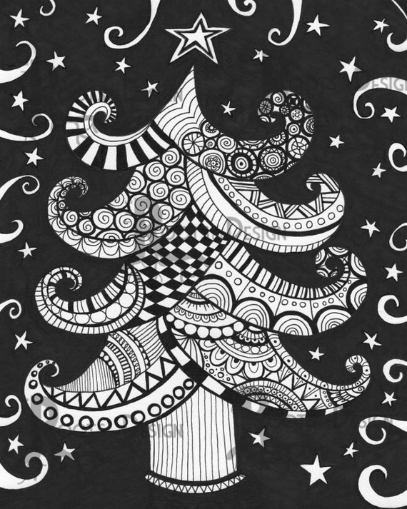 Instant Download Printable Christmas zentangle by RootsDesign