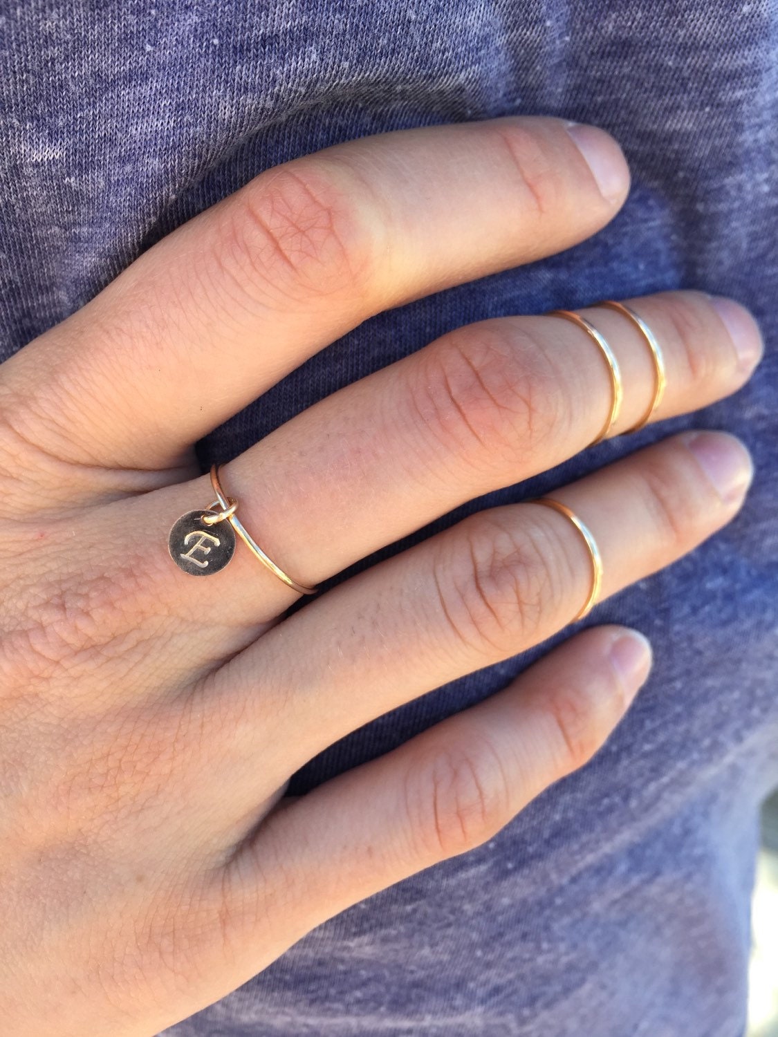 Monogram Initial Ring Personalized Charm Ring by treasureimports