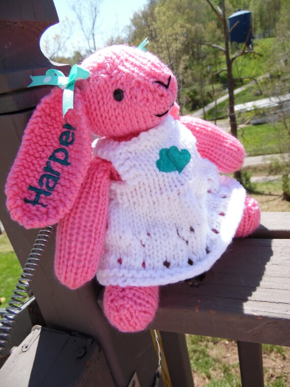 Bunny Stuffie For Girls Hand Knit Personalized MADE TO Bunny Stuffie For Girls Hand Knit Personalized MADE TO