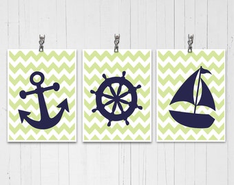 Items similar to YOU PRINT: Set of 2 digital nautical & chevron modern ...