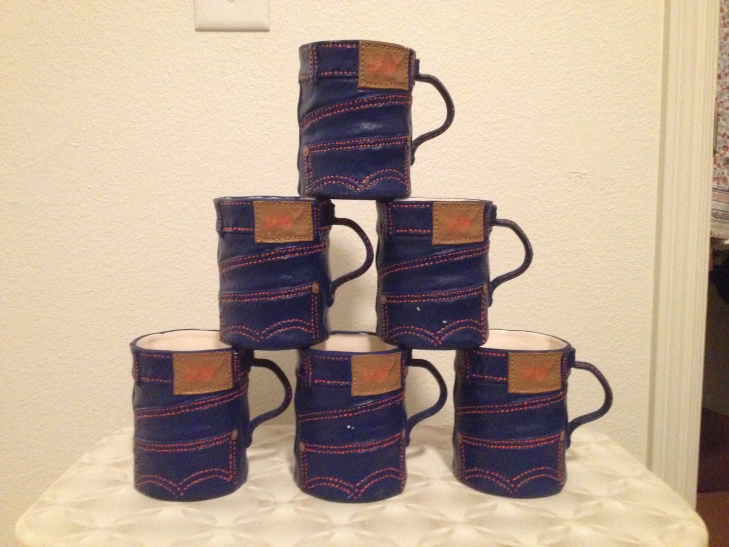 Denim Jeans Coffee Mugs – Set of 6 – Sittre Ceramics, 1978 – handmade ...
