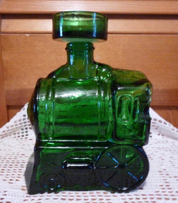 Items similar to RARE Vintage Brevettato Empoli Green Glass Locomotive ...