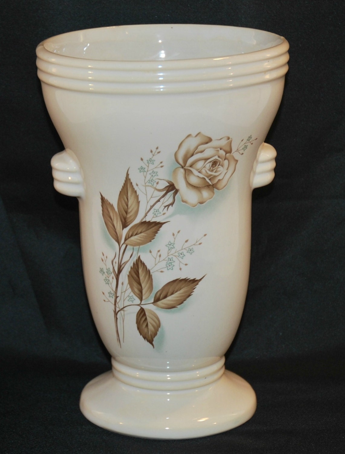 Vintage McCoy Pottery Vase Brown Antique Rose c.1959