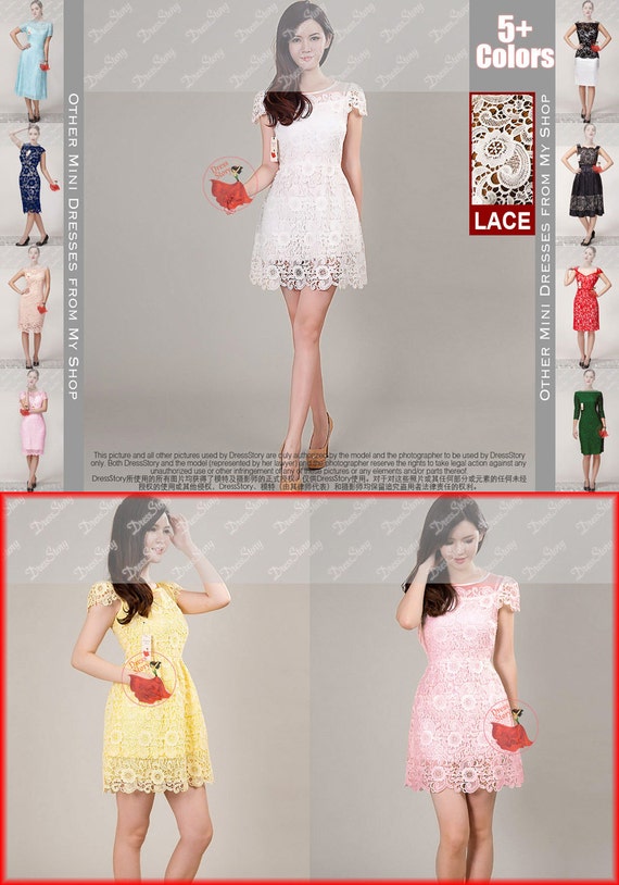 White Lace Dress with Translucent Neck and Back White Lace