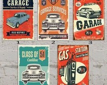 VINTAGE GARAGE SIGN Classic Car Gas Service Station Plaque Man Cave ...