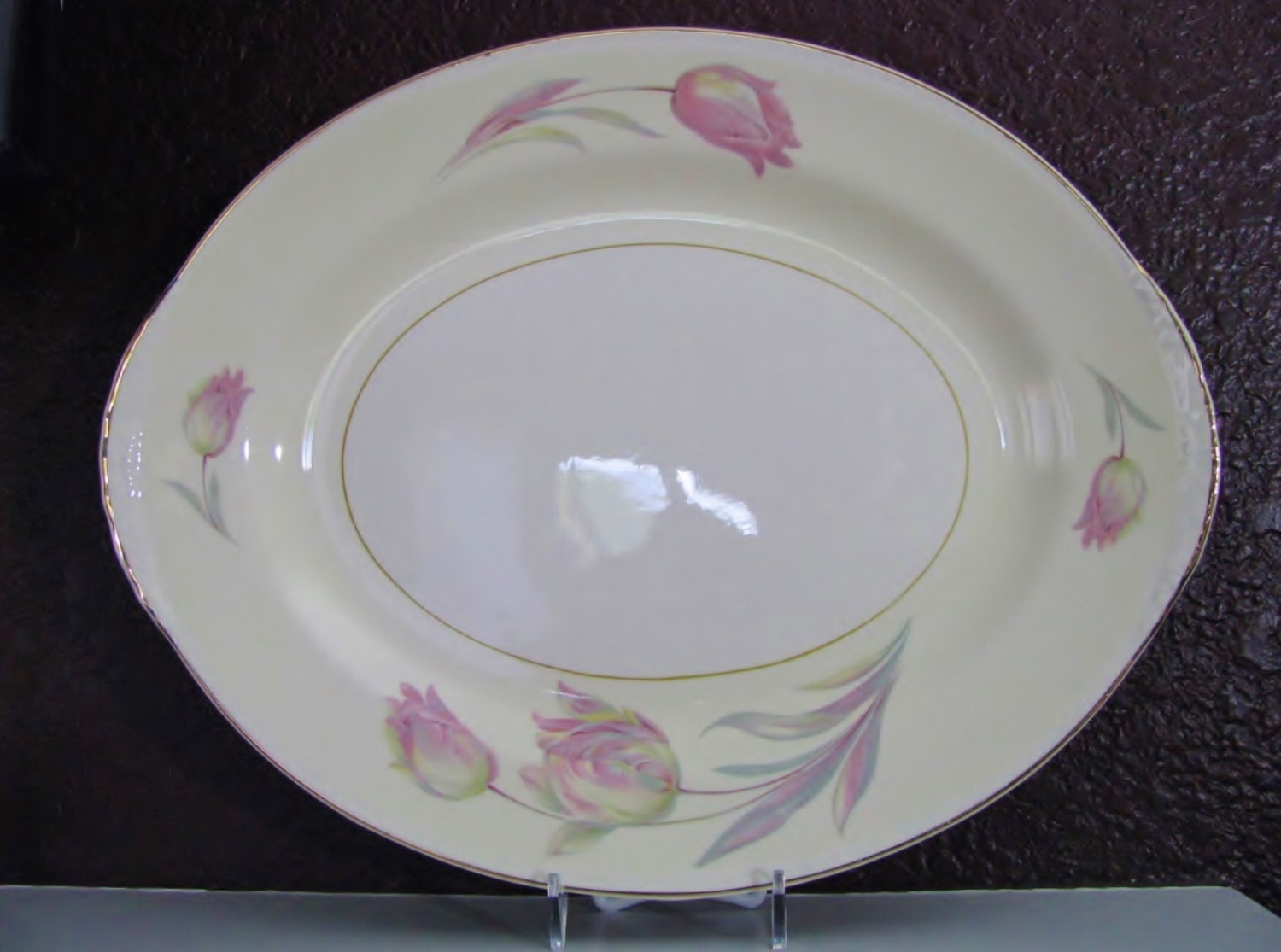 Homer Laughlin Eggshell Nautilus Parrot Tulip Pattern 13.5 Inch Oval ...