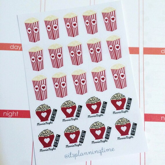 Movie Time and Popcorn Planner Stickers- 23 count