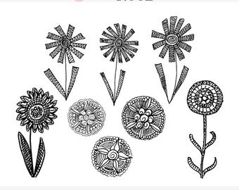 Flower doodles | Etsy