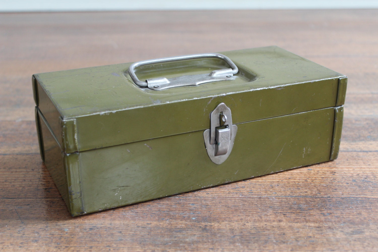 Vintage Army Green Metal Box – Security Box / Latching Box / Industrial ...