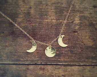 Gold moon necklace | Etsy