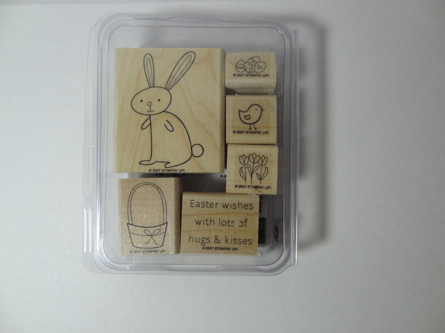 Stampin Up Easter Stamps Set of 6 Bunny Hugs Wood