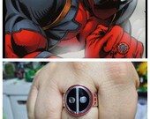 Custom Silver Dead Pool Comic Inspired Art Ring. Deadpool