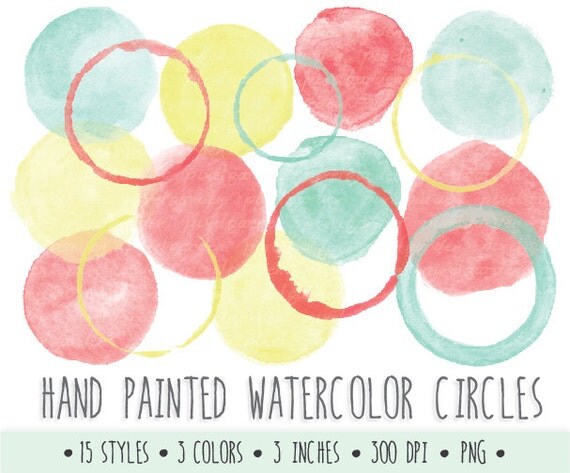 Watercolor Circles Clip Art. Hand Painted Bubbles. Hand Drawn Frames ...